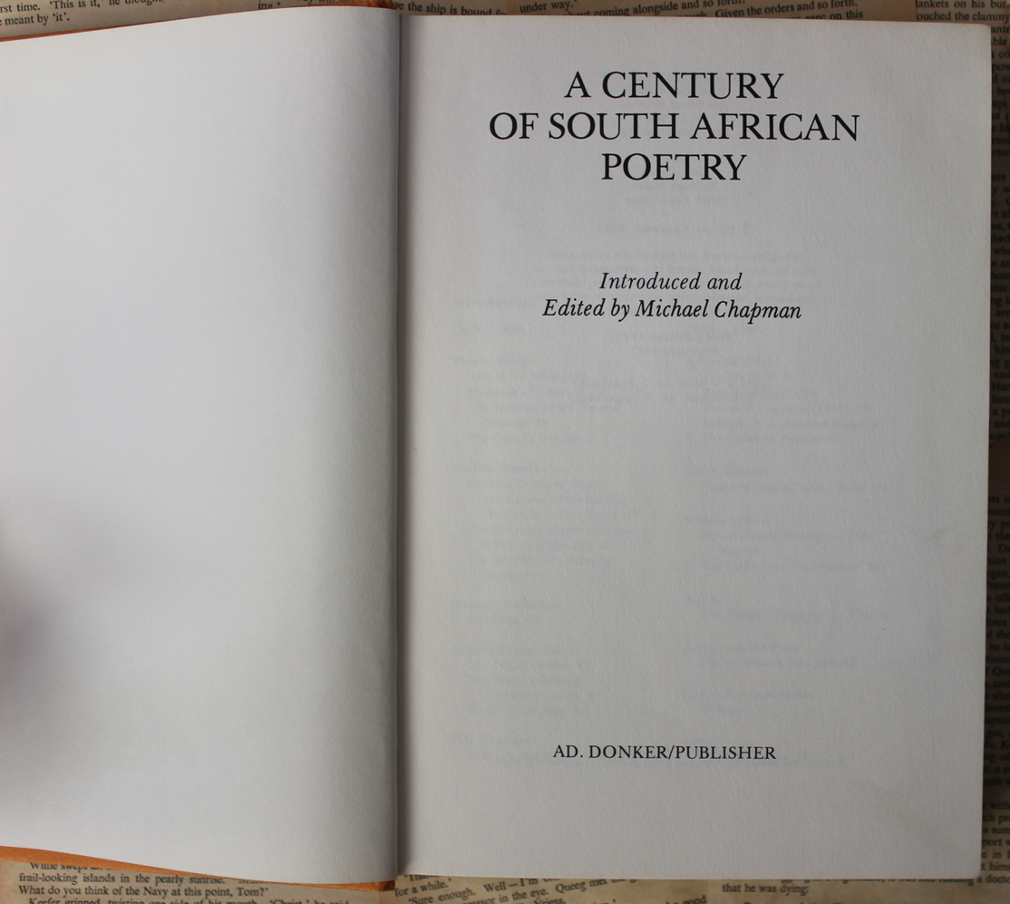 A century of South African Poetry - Michael Chapman – Belle's Books ...